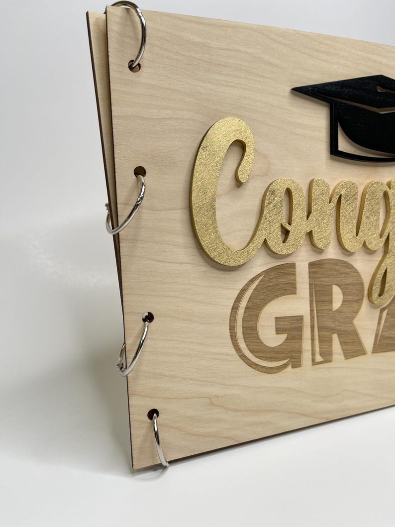 Congrats Grad Wooden Memory Album Cover | Laser Cut Graduation ...