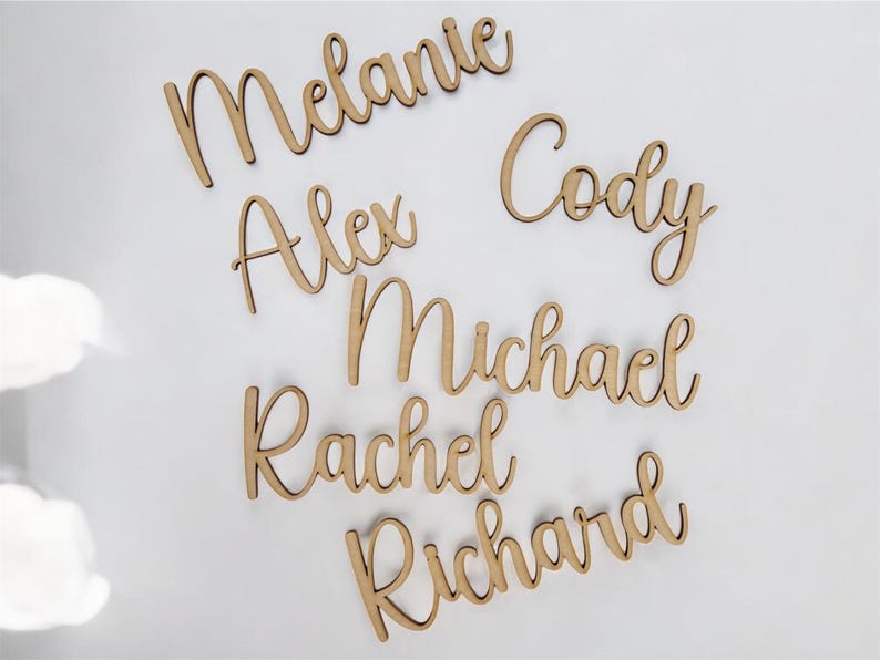 Personalized Wedding Place Card Names – Wood Table Setting Names ...