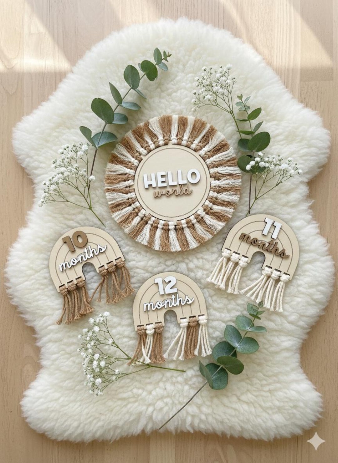 Boho Monthly Milestone Marker, Month Macrame Milestone Cards, Monthly ...