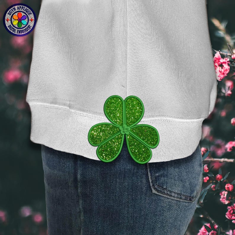 Shamrock Applique Embroidery Design, Side Bow Embroidery File, Shamrock ...