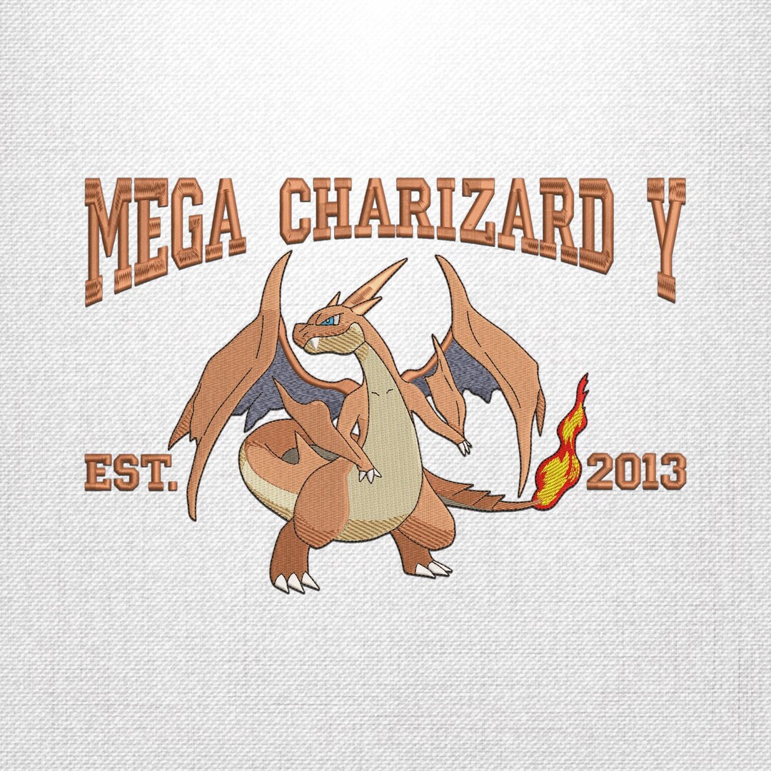 Pokemon Embroidery Designs, Mega Charizard Y Embroidery, Mega Charizard ...