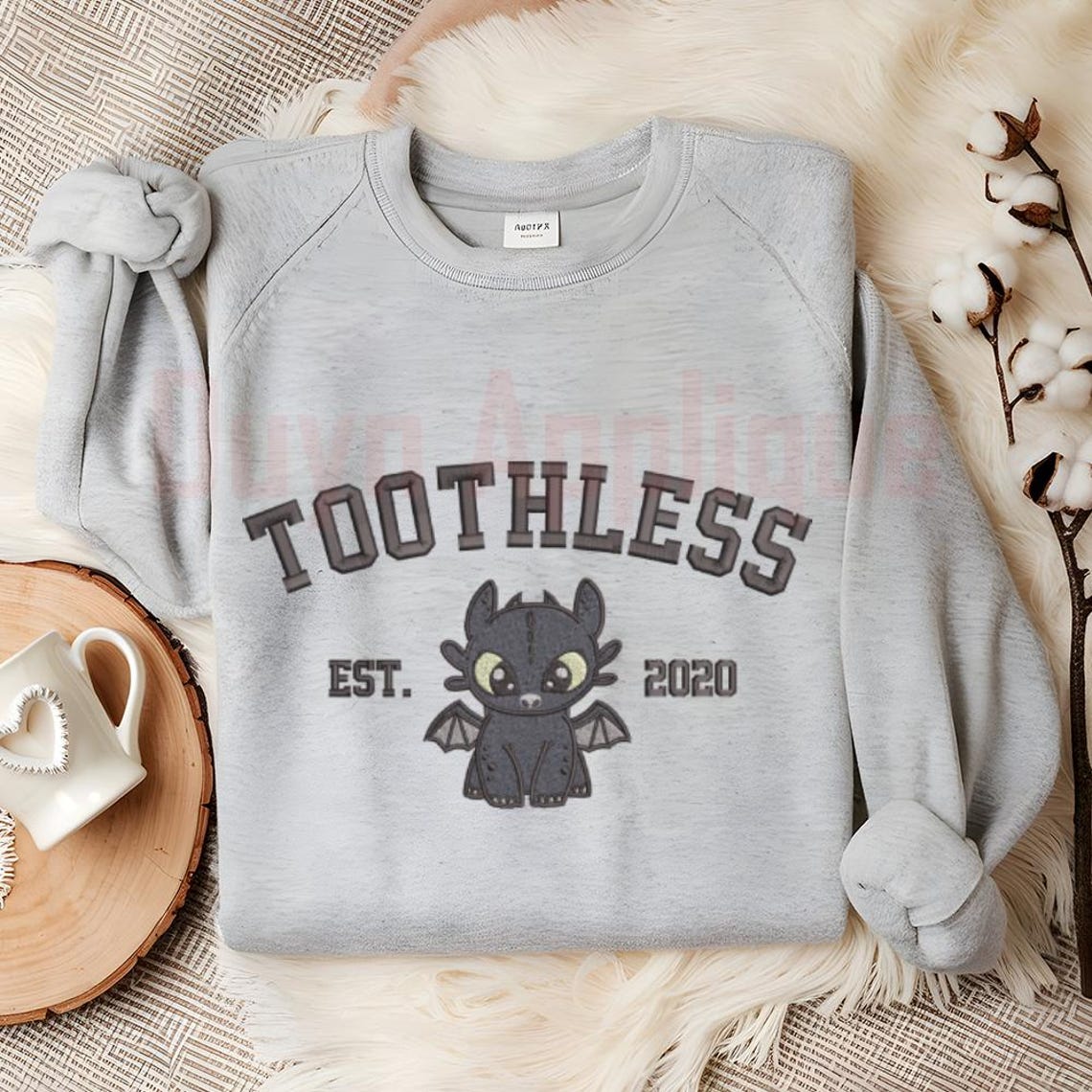 Toothless Embroidery Design, Night Fury Embroidery Design, Cartoon ...