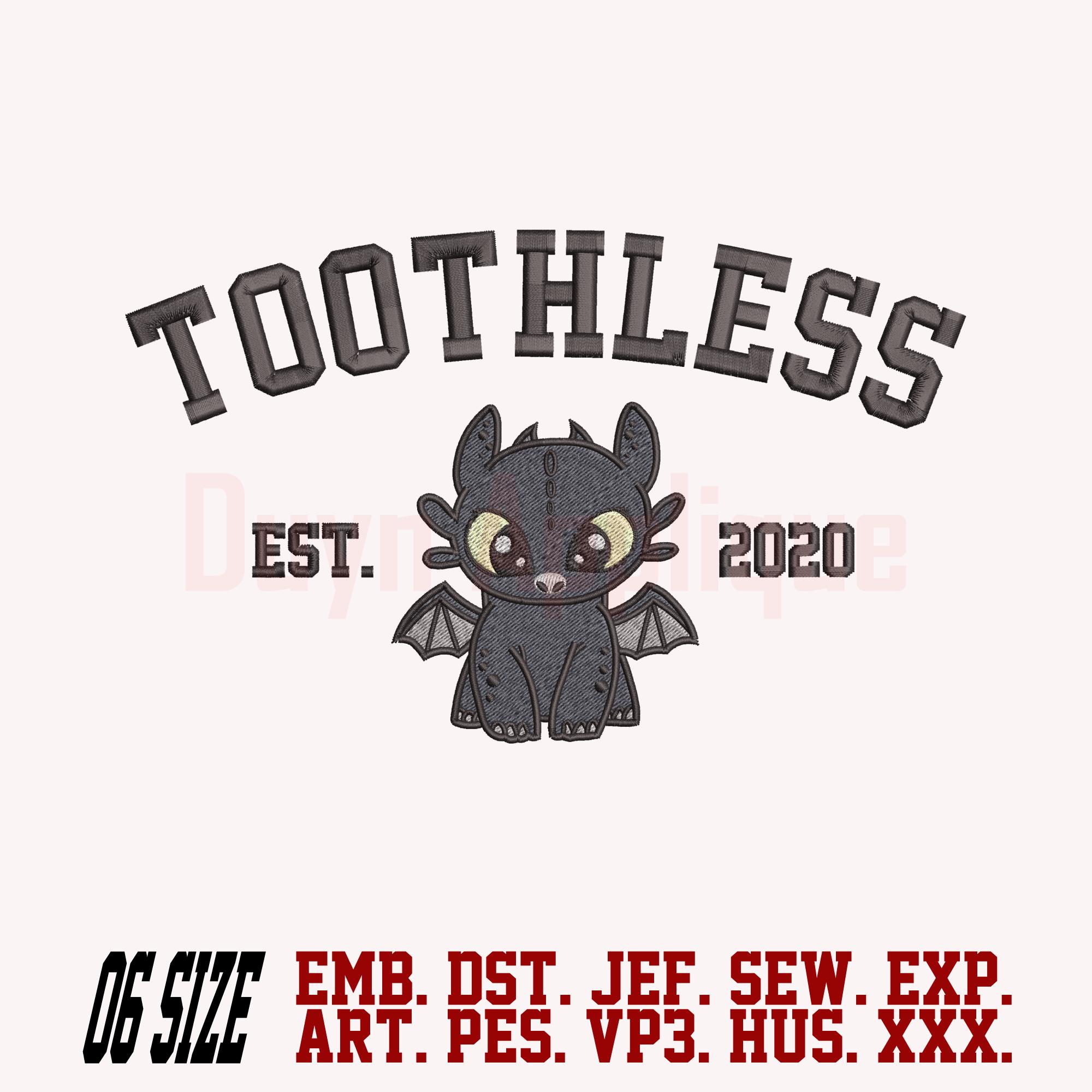 Toothless Embroidery Design, Night Fury Embroidery Design, Cartoon ...