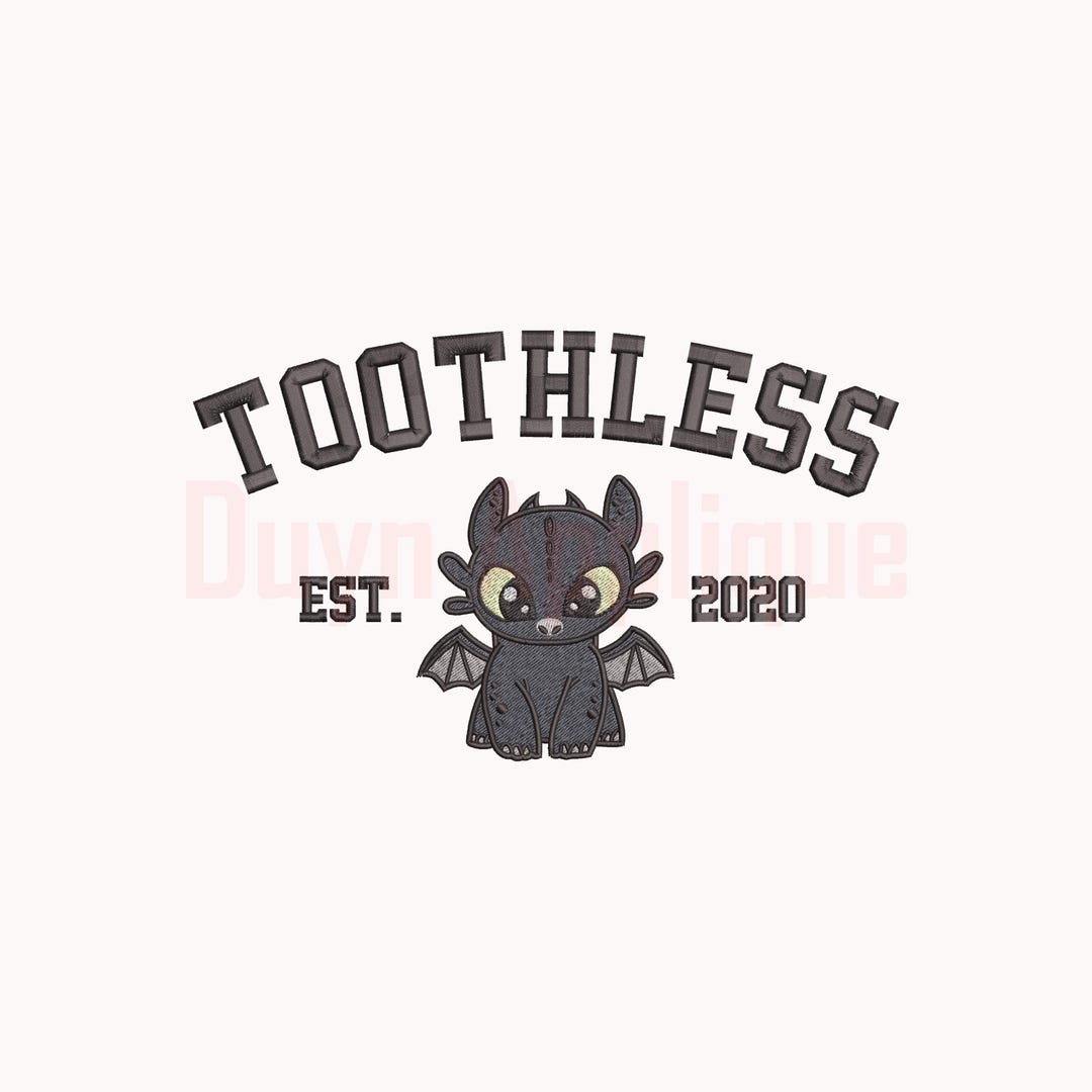 Toothless Embroidery Design, Night Fury Embroidery Design, Cartoon ...