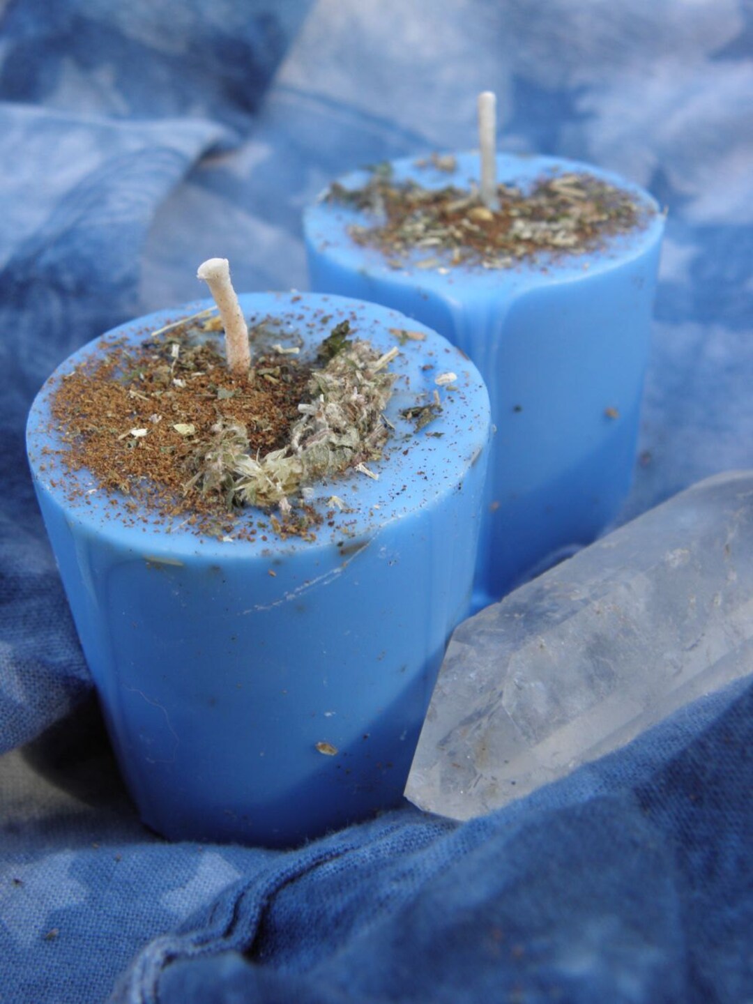 Spirit Realm Ritual Candles - 2 Loaded Herbal Blue Soy Blend Votives - Etsy