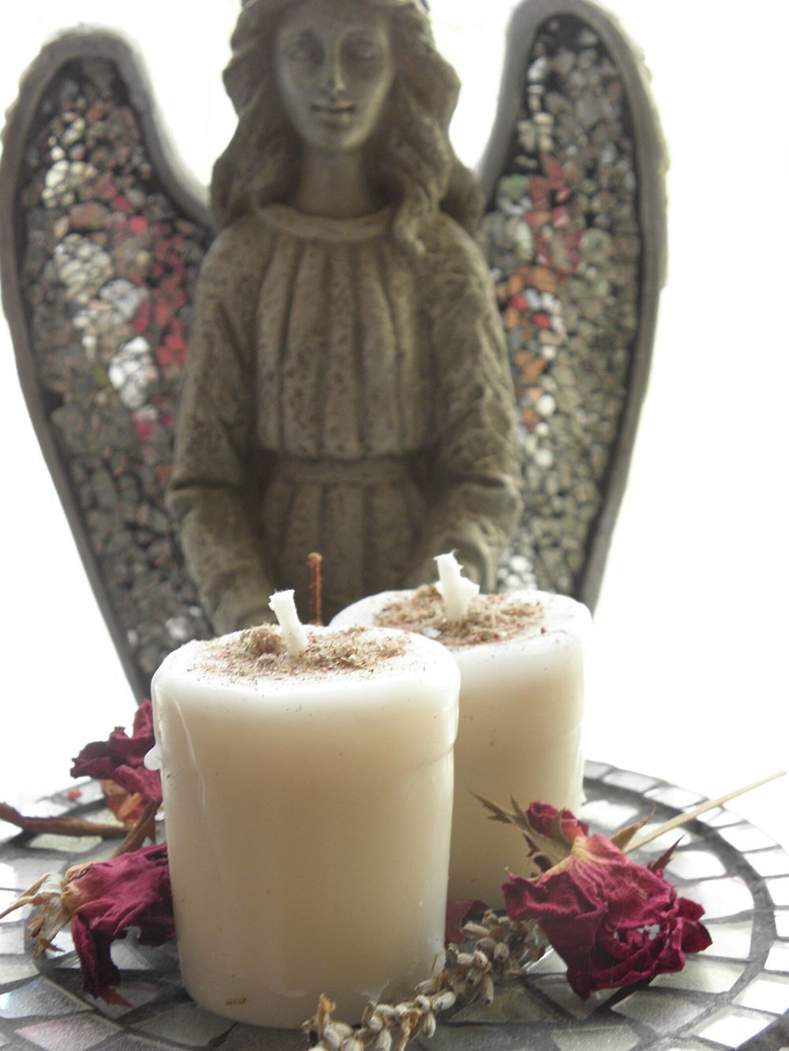 All Saints and Angels White Ritual Candles - 2 Loaded Herbal Votives ...