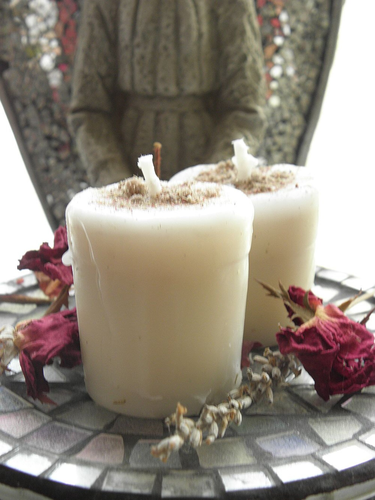 All Saints and Angels White Ritual Candles - 2 Loaded Herbal Votives ...