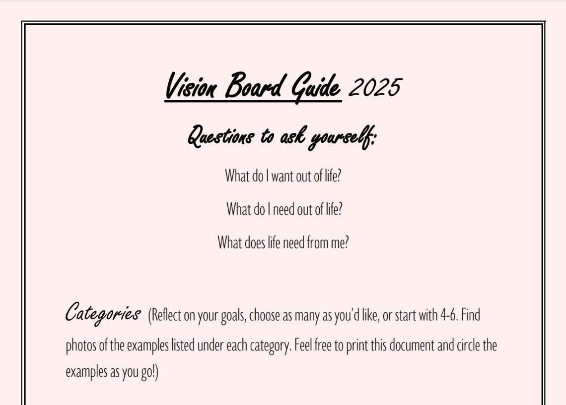 Vision Board Guide + Printable Template | Manifestation & Goal Setting ...