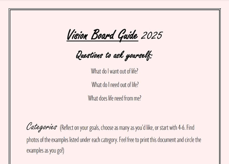 Vision Board Guide + Printable Template | Manifestation & Goal Setting ...