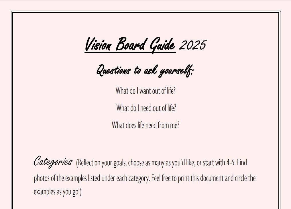 Vision Board Guide + Printable Template | Manifestation & Goal Setting ...