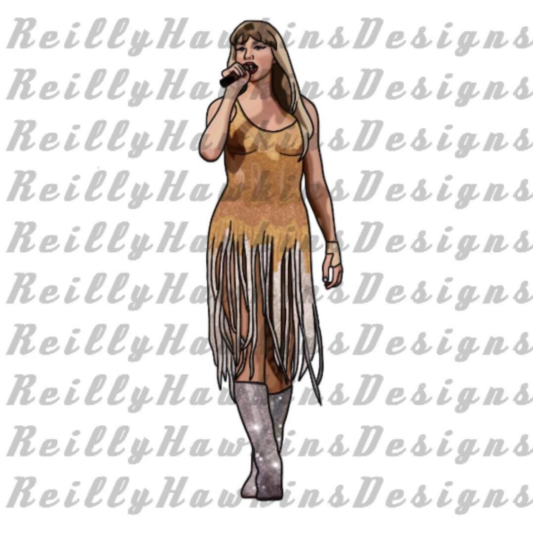 Long Gold Fringe Dress Fear-less Era Pop Singer Tour INDIVIDUAL - Etsy