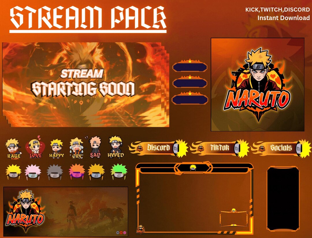 Twitch Anime Character Overlay Fictional Overlay Pack Background ...