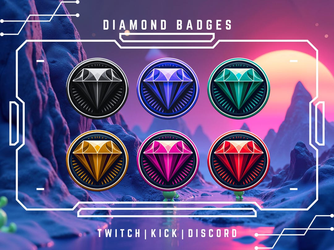 Diamond Sub Badges for Twitch, Youtube, and Discord | Premade Stream Badges Featuring Jewelry ...