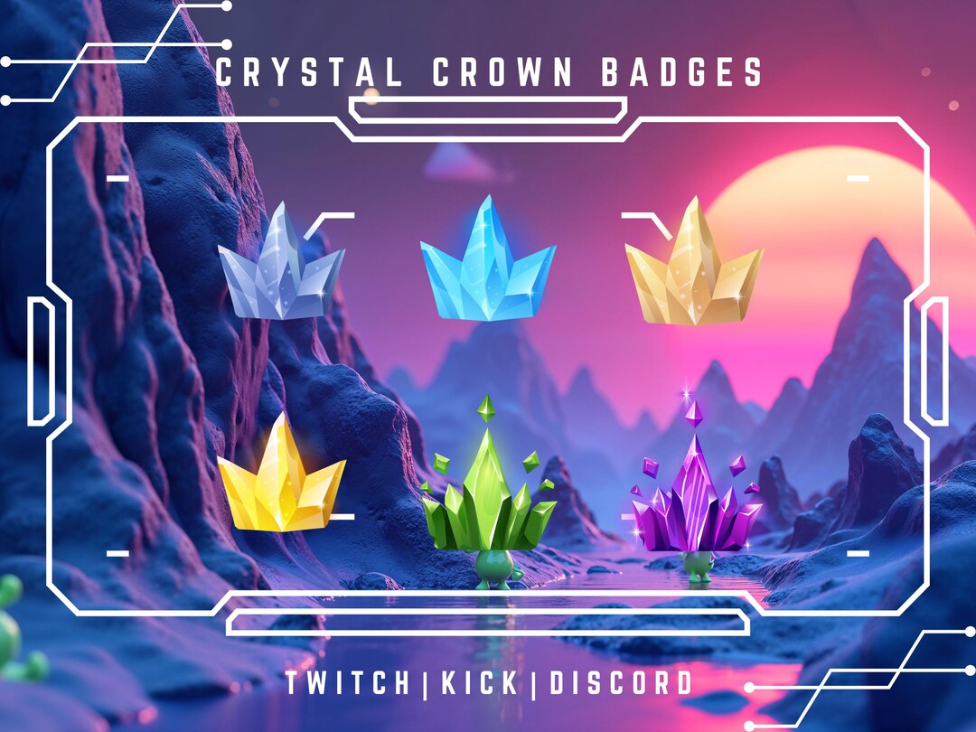 Crystal Crown Sub Badges for Twitch | Twitch Sub & Bit Badges | Cool ...