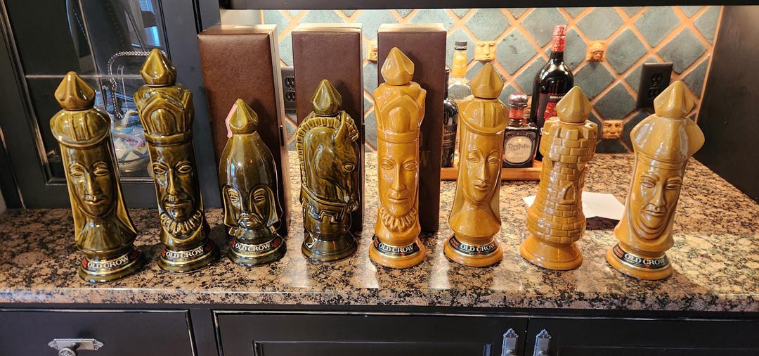 Old Crow Bourbon Whiskey Chess Man Decanter - Etsy
