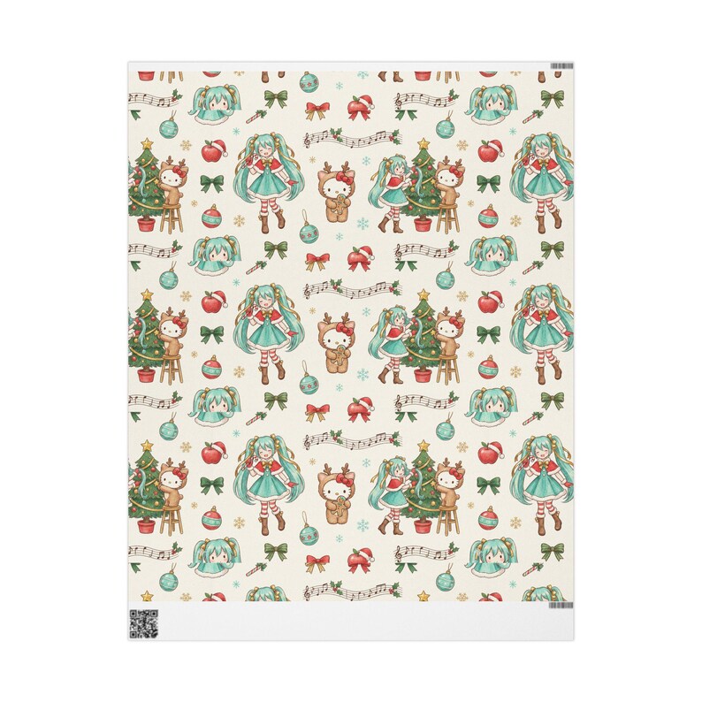 Hatsune Miku Hello Kitty Sanrio Inspired Anime Christmas Wrapping Paper ...