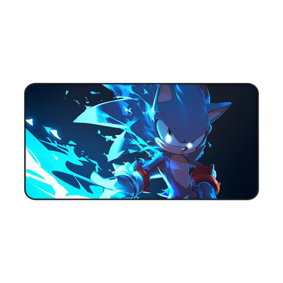 Custom Sonic Blue Flame Themed XL Desk Mat for Fans 32"x16" - Etsy
