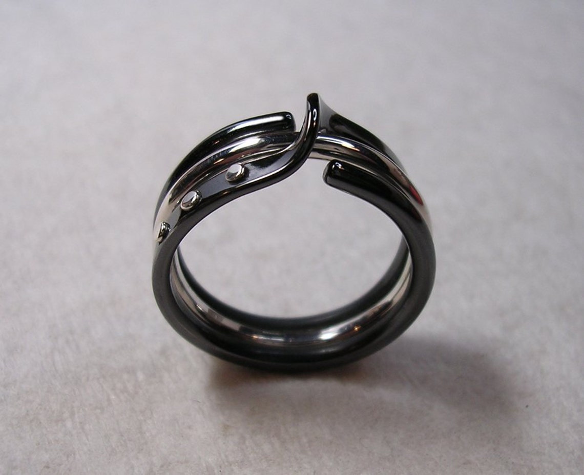 Blackened Niobium Wave Energy Ring™ With Sterling Accents - Etsy