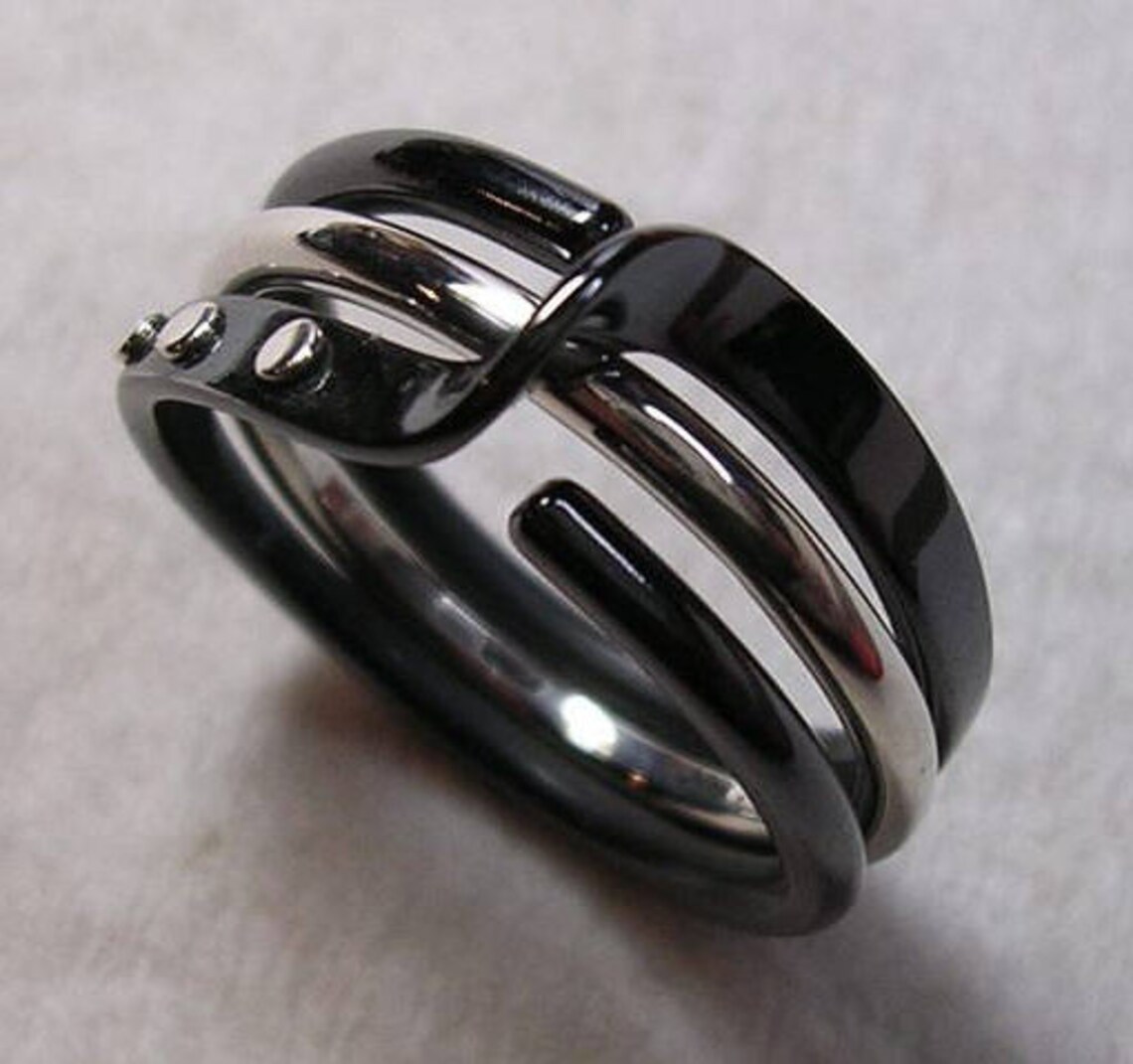 Blackened Niobium Wave Energy Ring™ With Sterling Accents - Etsy