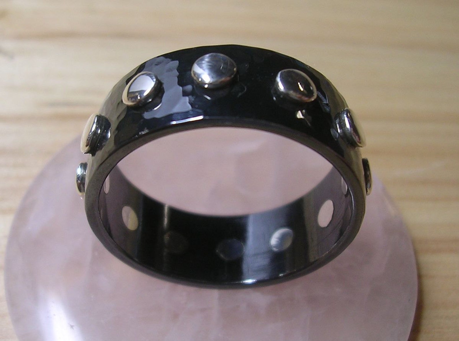 Black Niobium Ring With 12 Sterling Silver Rivets - Etsy