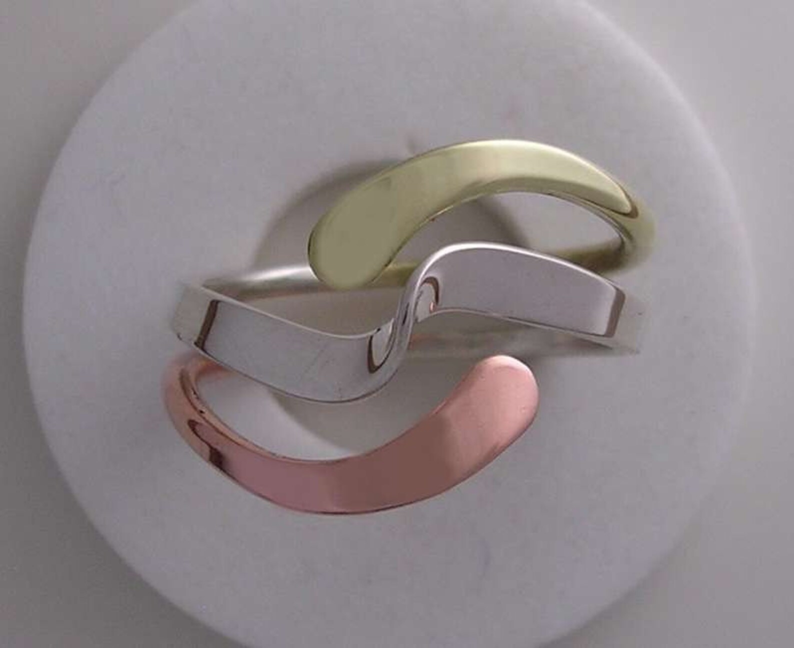 Tri-metal Wave Energy Ring in Sterling Copper and Brass - Etsy