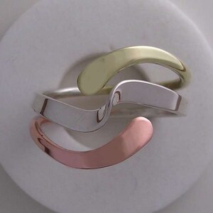 Tri-metal Wave Energy Ring in Sterling Copper and Brass - Etsy