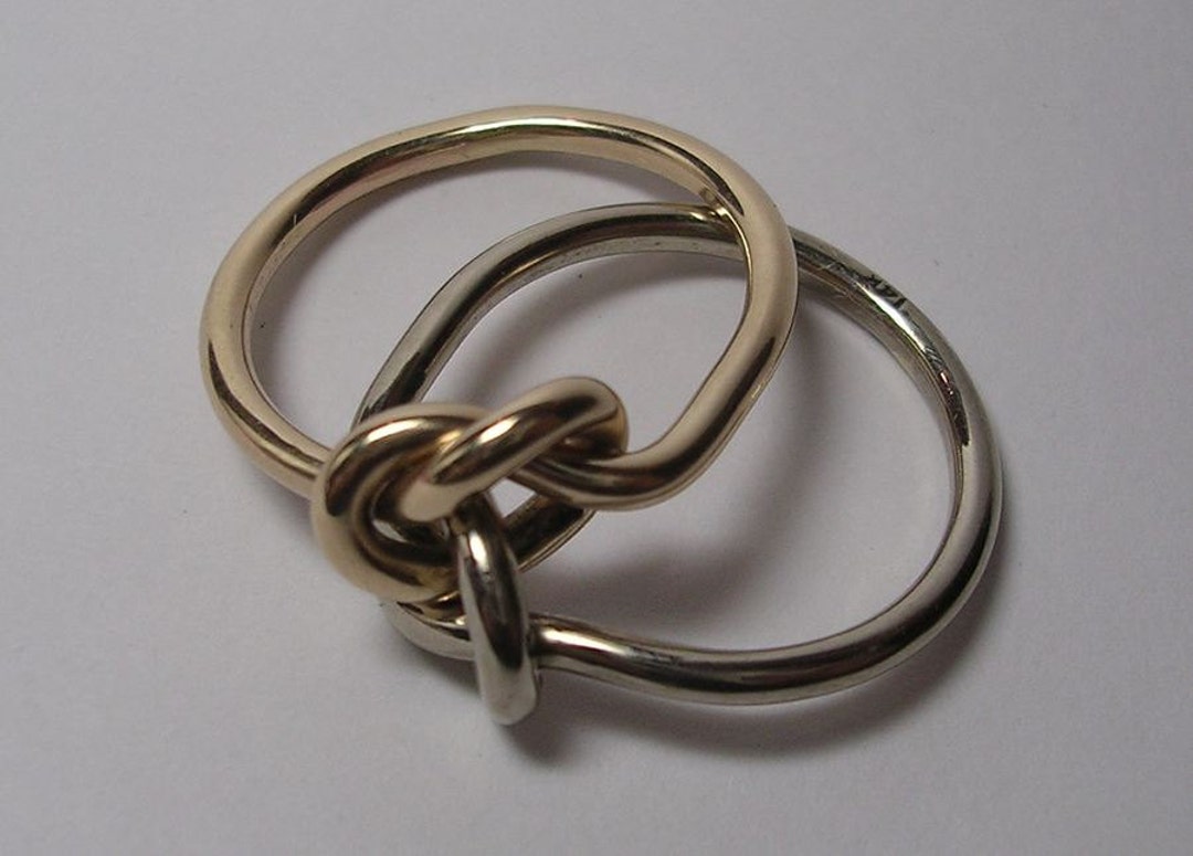12 Gauge Double Love Knot Ring in 14K Yellow Gold & 14K White Palladium Gold - Etsy