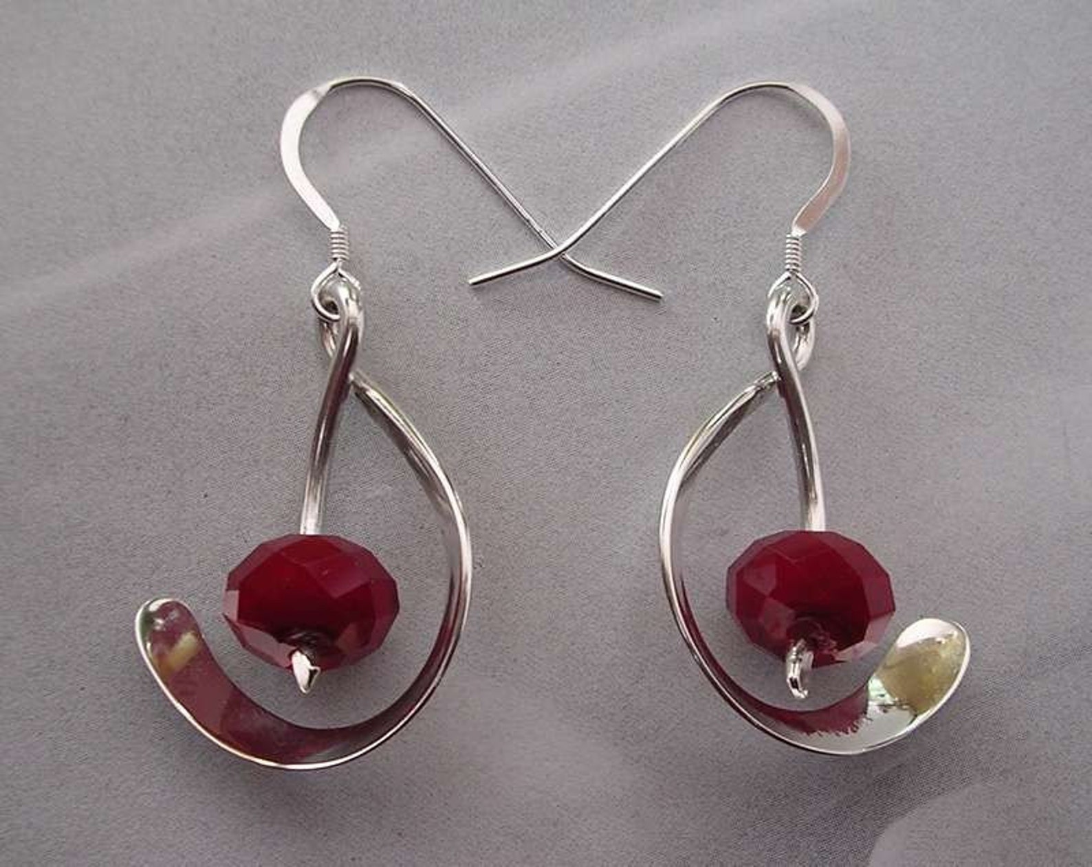 Ruby Quartz and Sterling Silver Golden Mean Earrings | Etsy