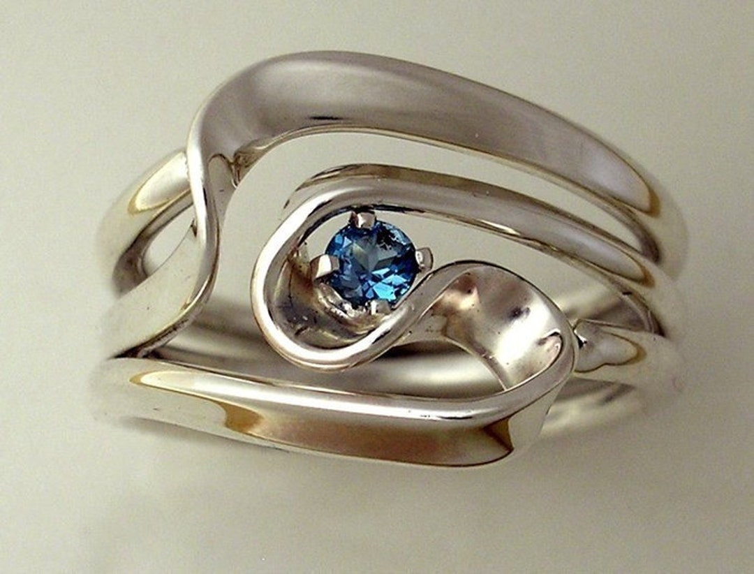 Hand Forged 3 Turn Vortex Ring™ With Blue Topaz - Etsy