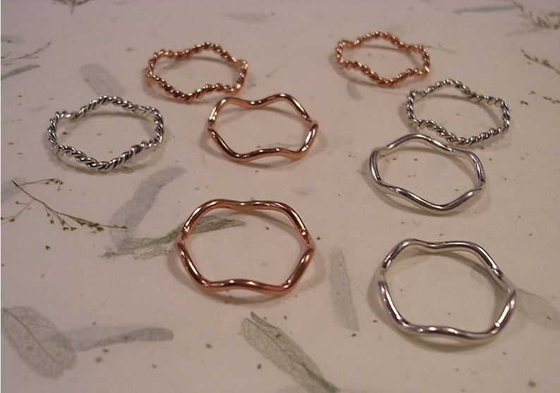 Subtle Wavy Rings in Twisted and Plain. Available in Copper - Etsy