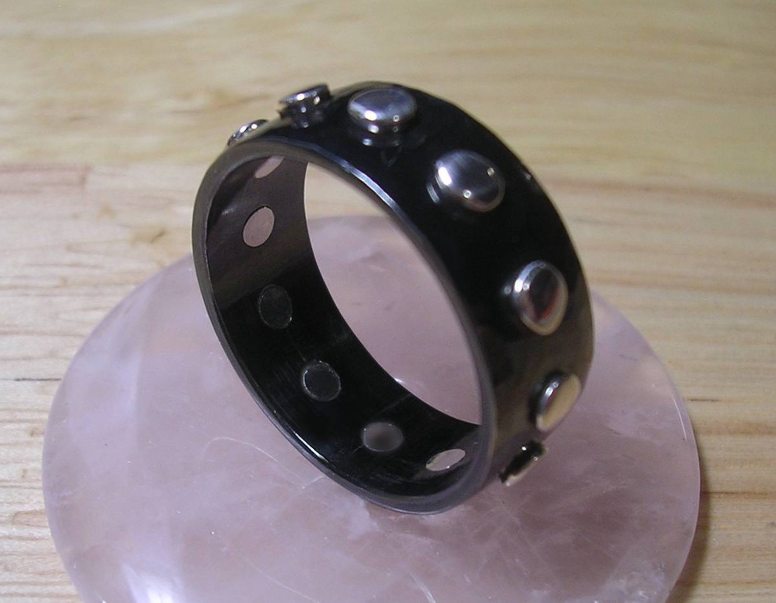 Black Niobium Ring With 12 Sterling Silver Rivets - Etsy