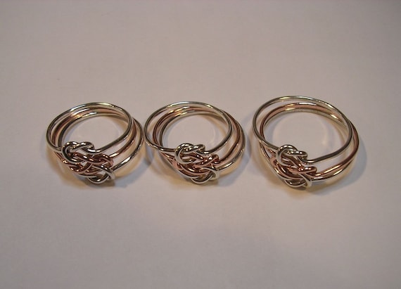 Set of 3 Triple Love Knot Rings in Sterling Silver & Pure | Etsy
