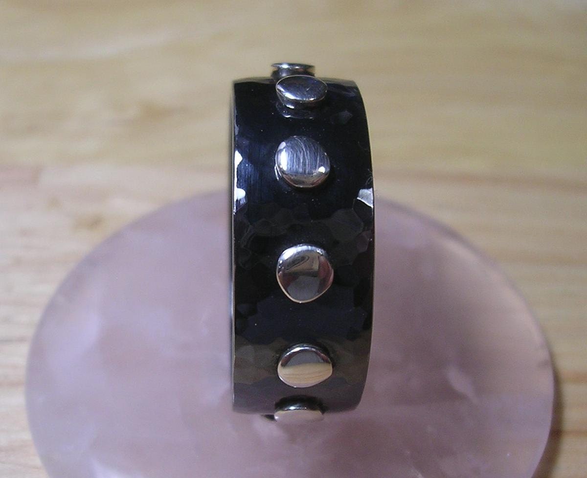 Black Niobium Ring With 12 Sterling Silver Rivets - Etsy
