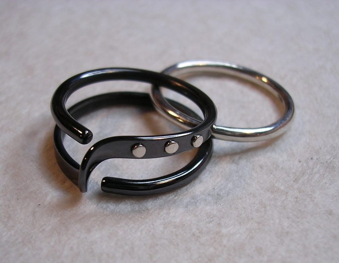 Blackened Niobium Wave Energy Ring™ With Sterling Accents - Etsy