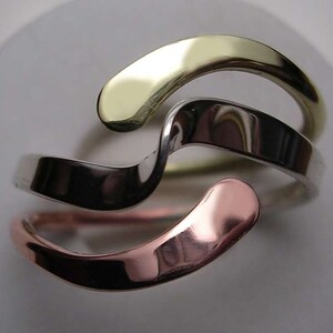 Tri-metal Wave Energy Ring in Sterling Copper and Brass - Etsy