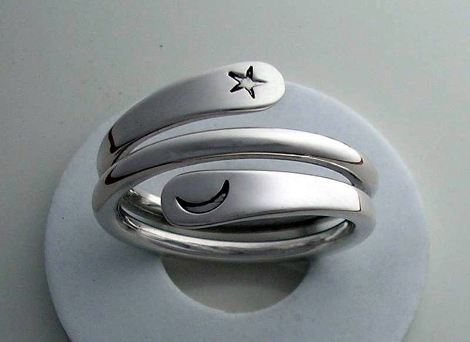 Moon Star Energy Ring in 10 Gauge Sterling Silver - Etsy