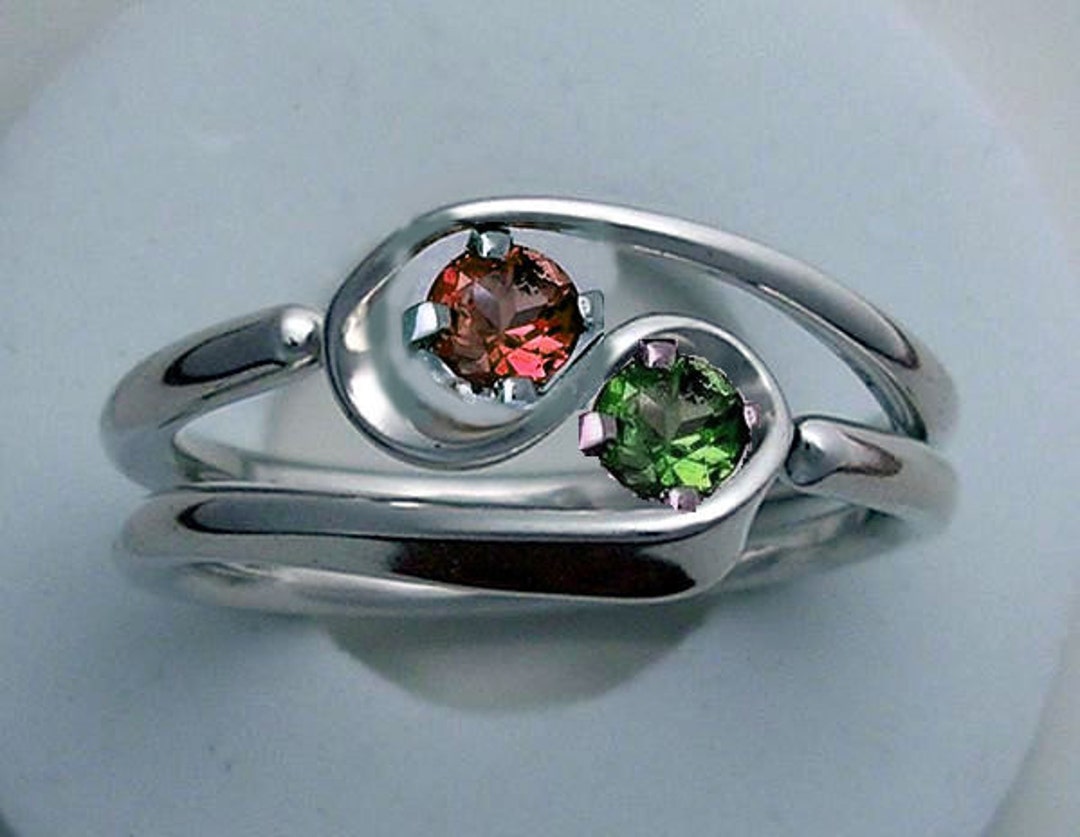 Hand Forged 2 Turn Vortex Energy Ring ™ © With Two Stones - Etsy