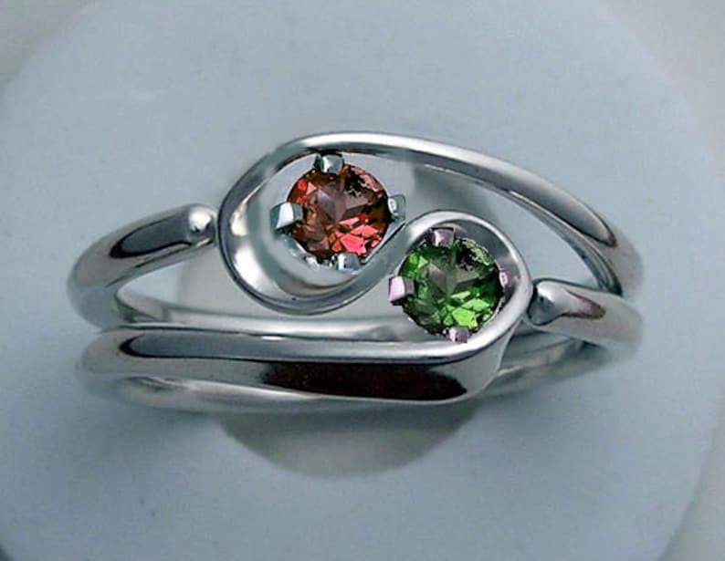 Hand Forged 2 Turn Vortex Energy Ring ™ © With Two Stones | Etsy