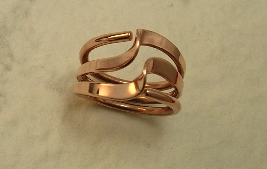 Three Turn Wave Energy Ring™ © in Pure Copper Brass Sterling - Etsy