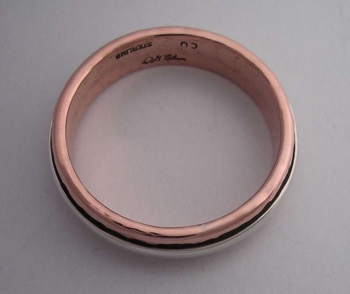 Copper Ring With Sterling Silver Band - Etsy