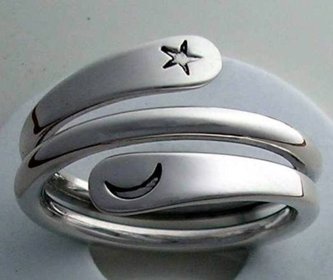 Moon Star Energy Ring in 12 Gauge Sterling Silver, Blackened Niobium ...