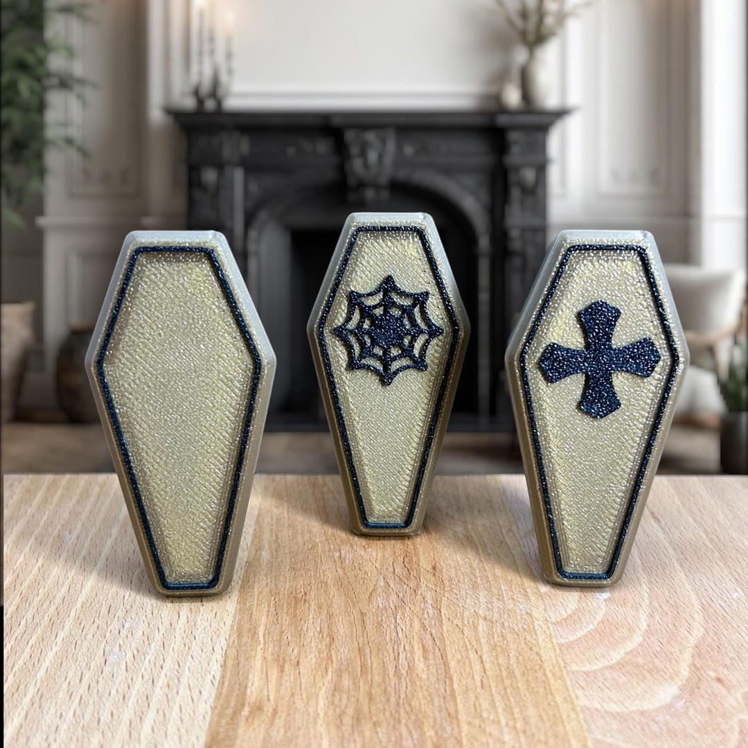 Gothic Coffin Drawer Knobs: Spooky Decor, Gold & Black Furniture ...