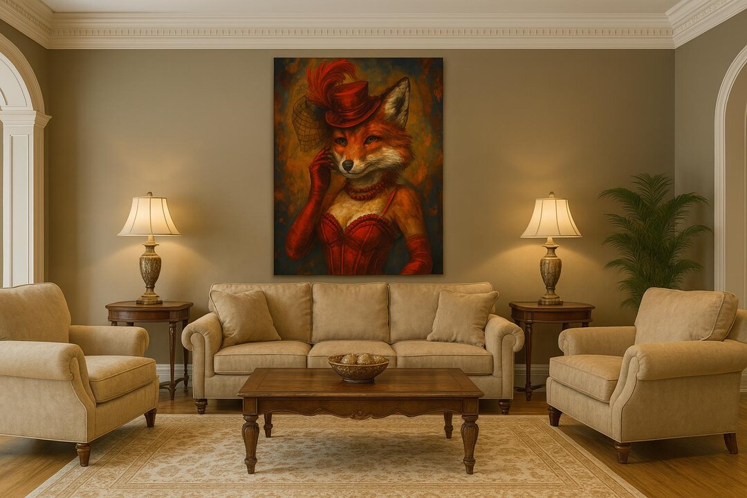 Fox in a Burlesque Dress, Girly Decor, Home Decor, Wall Art, Animal Art ...
