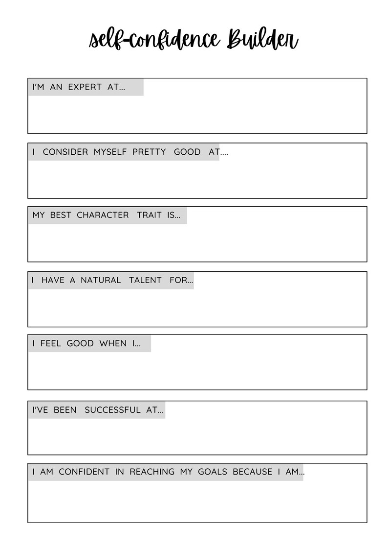 Self Confidence Planner, Editable Wellness Journal (digital) - Etsy