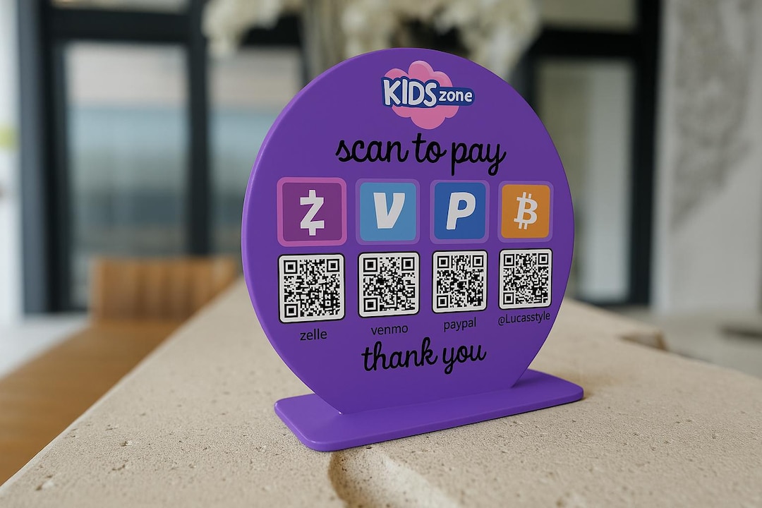 Modern Acrylic QR Code Table Sign for Business | Payments, Wifi, Menu ...