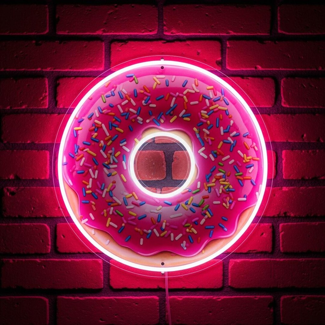 Custom Neon Acrylic Donut Sign | UV Print LED Wall Art | Glowing ...