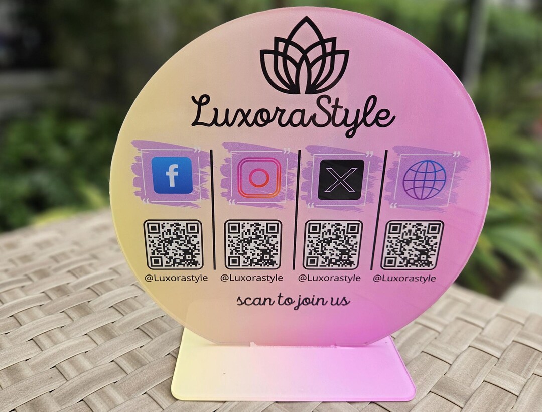 Custom Acrylic QR Code Business Sign: Social Media & Payment Display - Etsy