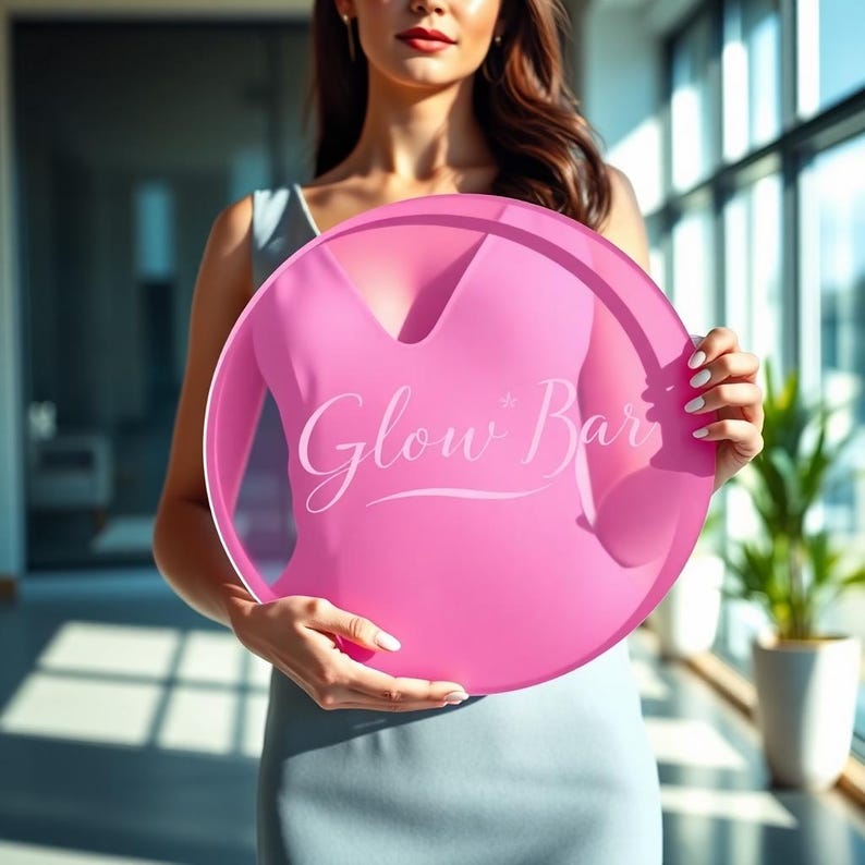 Custom Round Acrylic LED Logo Sign: Salon & Office Decor - Etsy