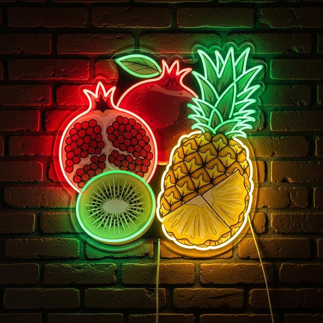 Fruit Neon LED Acrylic Wall Art | UV Print Illuminated Decor, Modern ...