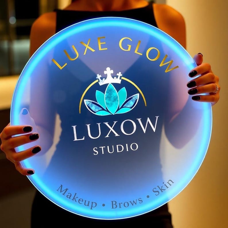 Custom Round Acrylic LED Logo Sign: Salon & Office Decor - Etsy